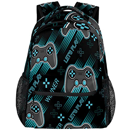 TropicalLife Colorful Joystick Game Larger Student Backpack, Abstract Pattern Waterproof School Bag For Teen Girls Boys