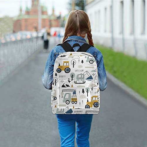 Childish Truck Excavator Backpack, Travel Rucksack Lightweight School Bookbag Daypack for Adults Teen Students Boys Girls