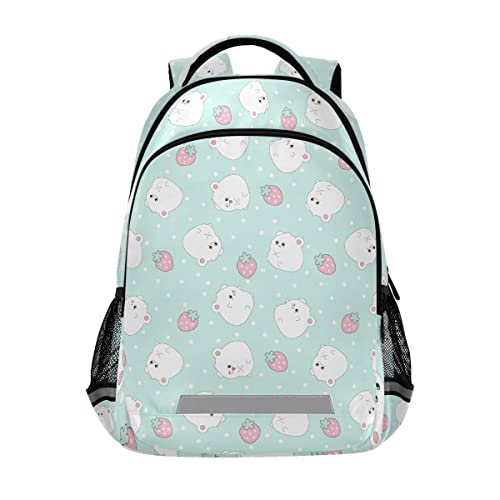 Glaphy Cute Hamster with Strawberry Backpack for Boys Girls Kids, Laptop Bookbag Lightweight Travel Daypack School Backpacks