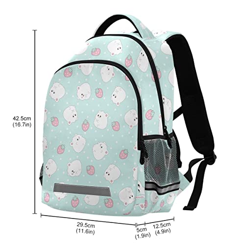 Glaphy Cute Hamster with Strawberry Backpack for Boys Girls Kids, Laptop Bookbag Lightweight Travel Daypack School Backpacks