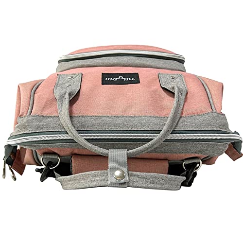 Mr. Peanut's Tili Dili Premium Diaper Backpack with USB Charging Port (Blush Pink With Gray)