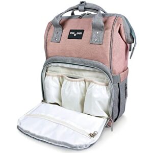 Mr. Peanut's Tili Dili Premium Diaper Backpack with USB Charging Port (Blush Pink With Gray)