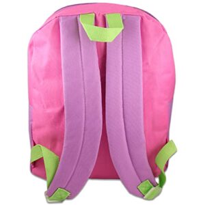 Baby Yoda Backpack for Girls, Kids - 4 Pc Bundle with 16" Pink Baby Yoda School Backpack, Mandalorian Stickers, Backpack Clip, and More (Star Wars School Supplies)