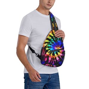 ZREXUO Rainbow Tie Dye Chest Bags Crossbody Sling Backpack Travel Hiking Daypack Crossbody Shoulder Bag For Women Men