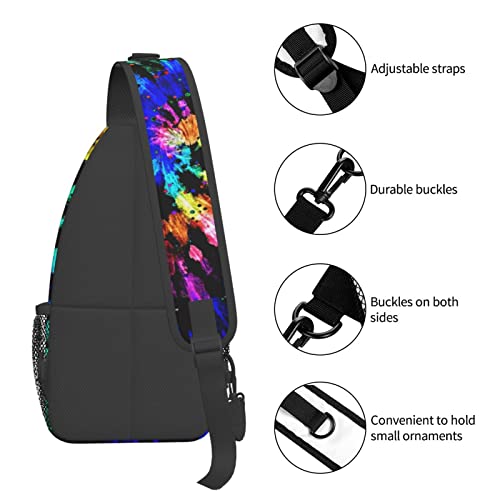 ZREXUO Rainbow Tie Dye Chest Bags Crossbody Sling Backpack Travel Hiking Daypack Crossbody Shoulder Bag For Women Men