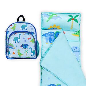 wildkin 12 inch backpack bundle with microfiber nap mat (dinosaur land)