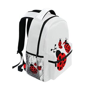 Krafig Ladybug Watercolor Boys Girls Kids School Backpacks Bookbag, Elementary School Bag Travel Backpack Daypack