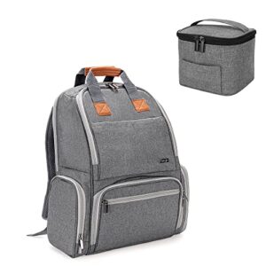 luxja breast pump backpack and a breastmilk cooler bag bundle, gray