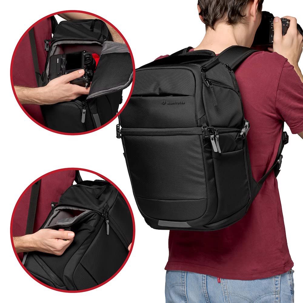 Manfrotto Advanced Fast III Professional Camera Backpack for Reflex/Mirrorless with Lenses and Laptop, with Interchangeable Padded Dividers, Side Access, Tripod Mount