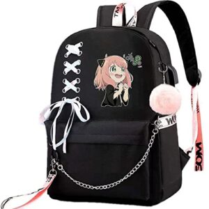 cosabz anime anya forger backpack cosplay kawaii backpack schoolbag with ribbon for girls 1 (7)