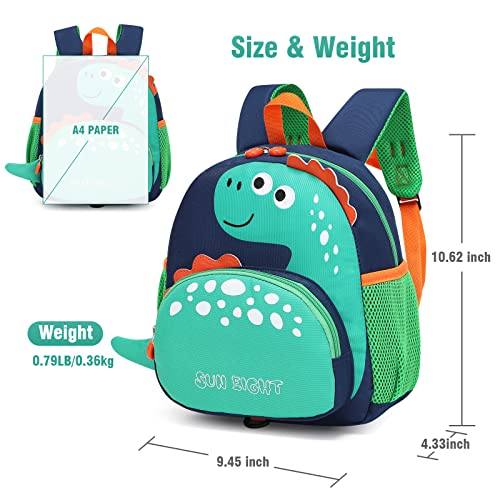 SUN EIGHT Toddler Backpack for Girls with Anti-Lost Harness 3D Cartoon Dinosaur Kids Backpack School Bag for Baby Backpack Boy Girl 1-5 Years Boy Toddler Bag(Dinosaur)