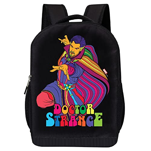 Marvel Doctor Strange Backpack- In the Multiverse of Madness Retro 16 Inch Black Knapsack with Mesh Padding (Doctor Strange Retro)