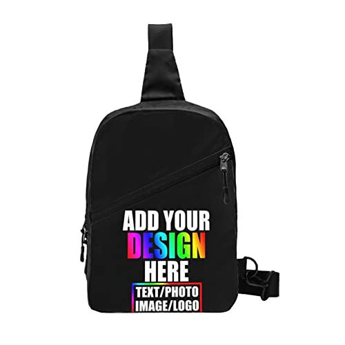 Custom Mens Bag With You Logo Text Picture Personalized Chest Bags Travel Business Shopping Sport MensCustom Chest Bags,Black