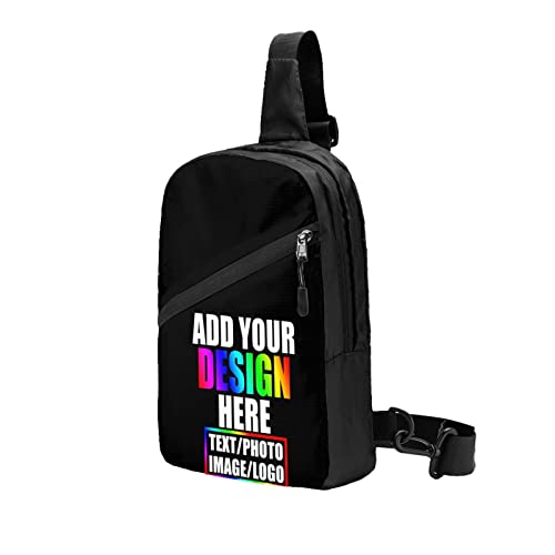 Custom Mens Bag With You Logo Text Picture Personalized Chest Bags Travel Business Shopping Sport MensCustom Chest Bags,Black