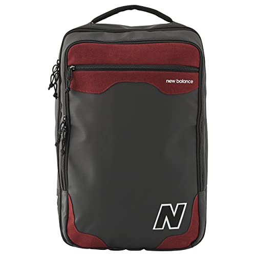 New Balance Laptop Backpack, Legacy Commuter Travel Bag for Men and Women, Black and Red, One Size