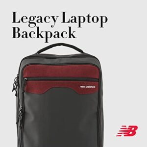 New Balance Laptop Backpack, Legacy Commuter Travel Bag for Men and Women, Black and Red, One Size