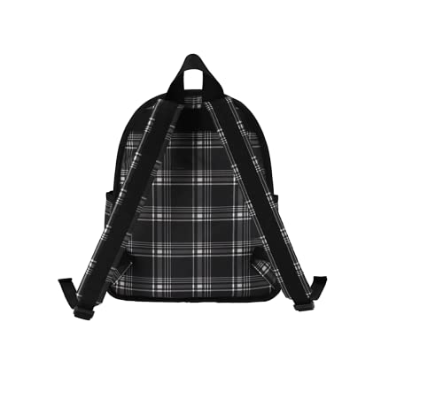 LeSportsac Pearl Plaid Basic Backpack/Rucksack, Style 7812/Color E570, Sophisticated Modern Plaid - Black, Slate Grey & Ivory Pearl