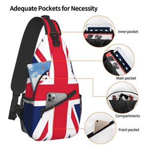 Jomiwink Union Jack Sling Backpack Crossbody Chest Bag Daypack for Hiking Travel