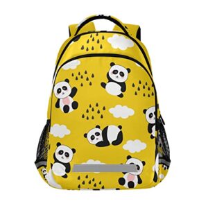 acpiggto backpack laptop rucksack panda yellow black cloud sky rain drops cute animal daypack shoulder bag for travel hiking sports gym casual camping,color326,large size