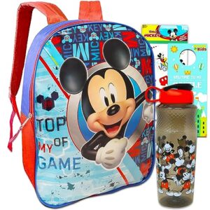 mickey mouse backpack for boys 4-6 set - 16” disney mickey mouse backpack for boys bundle with mickey mouse water bottle, stickers, more | mickey mouse school backpack for boys