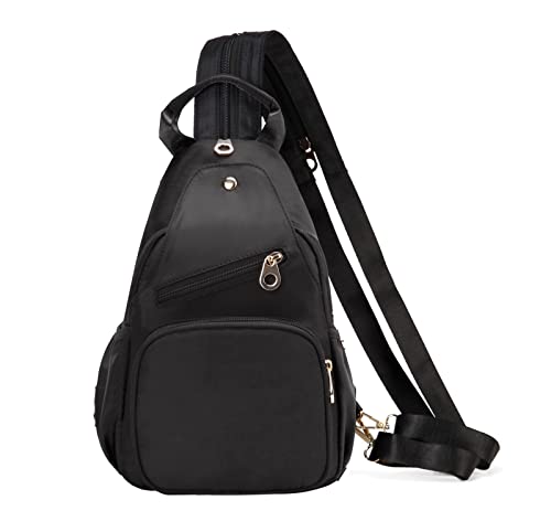 EVANCARY Small Sling Bag for Women - Sling Backpack Women, Multi-Functional Crossbody Sling Bags for Travel Sports Running Black