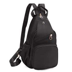 EVANCARY Small Sling Bag for Women - Sling Backpack Women, Multi-Functional Crossbody Sling Bags for Travel Sports Running Black