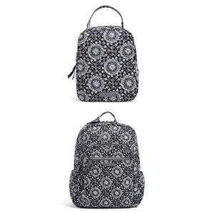 vera bradley women's signature cotton lunch bunch lunch bag, charcoal medallion, one size withvera bradley women's signature cotton campus backpack, charcoal medallion, one size