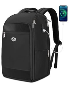 matein backpack for travel, waterproof expandable carry on backpack for men with usb charging port & wet bag, extra large tsa 17 inch laptop backpack business work computer bag flight approved, black