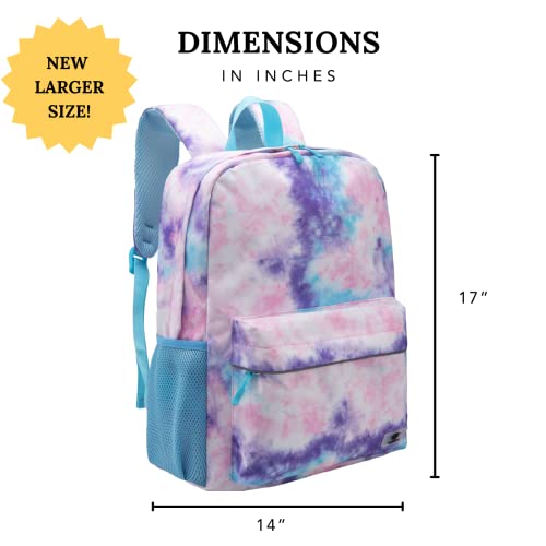 Fenrici Kids Backpack and Lunchbox Bundle for Girls, Boys, Teens (Pastel Tie Dye)