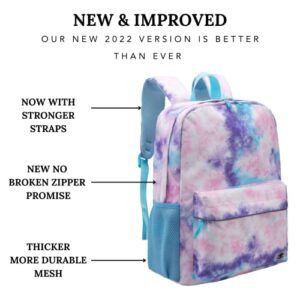 Fenrici Kids Backpack and Lunchbox Bundle for Girls, Boys, Teens (Pastel Tie Dye)