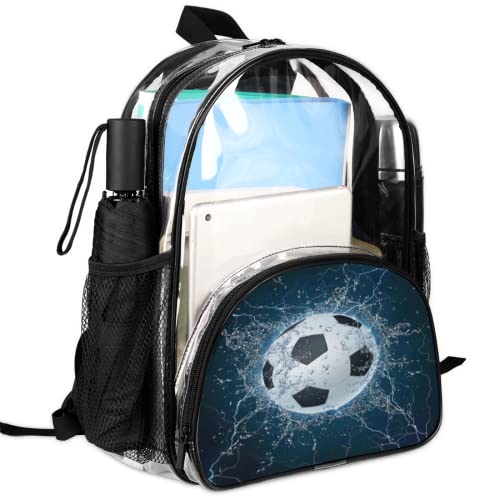 YoCosy Water Soccer Sport Ball Clear Mini Backpack Heavy Duty Small Transparent Backpack Purse Stadium Approved Clear Bag for Women Men Girls Kids School Sports Travel