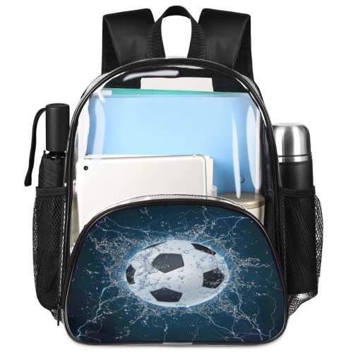 YoCosy Water Soccer Sport Ball Clear Mini Backpack Heavy Duty Small Transparent Backpack Purse Stadium Approved Clear Bag for Women Men Girls Kids School Sports Travel