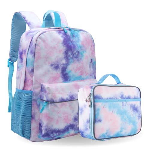 Kids Backpack and Lunch Box Set with a Bento Box (Pastel Tie Dye)