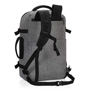 Hynes Eagle Travel Backpack 40L Flight Approved Carry on Backpack Light Grey with Black Electronics Organizer