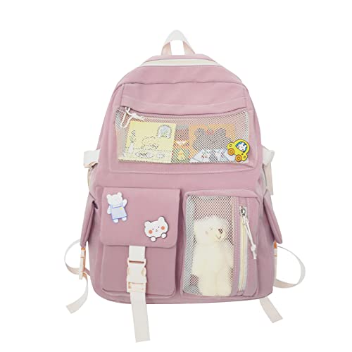 Freie Liebe Cute Kawaii Backpack for Girls School Kids Bookbag with Pin and Accessories