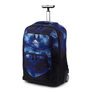 high sierra freewheel pro wheeled laptop backpack bookbag for travel, school, or work with rotating handle and padded laptop sleeve, space black