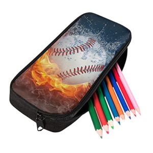 TOADDMOS Fire Water Baseball Kids Backpacks Boys School Bookbags Large Capacity Preschool Bookbag Set with Lunch Box and Pencil Case, Children School Bag Set