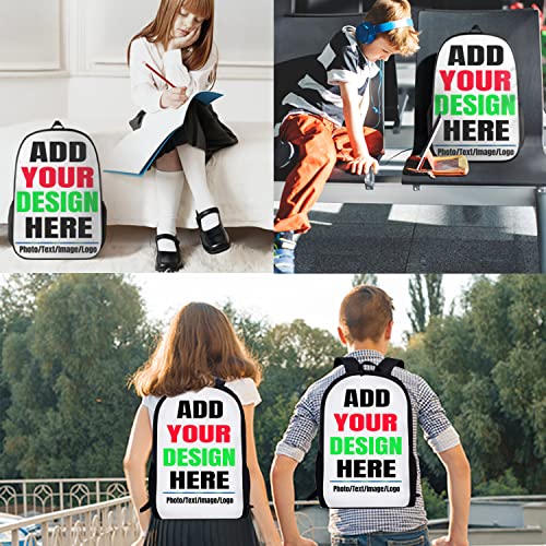 Lraggxod Custom School Backpack for boys girls, Personalized Durable Backpack Add Your Photos Text Logo Men Women, Customized 17Inch Student Bookbag for Travel, Work and School