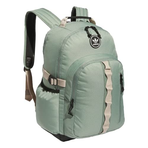 adidas Originals Trefoil Patch Backpack, Silver Green/Wonder Beige/Black, One Size