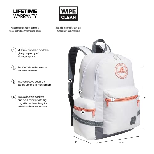 adidas City Icon Backpack, White/Onix Grey/Wonder Clay, One Size