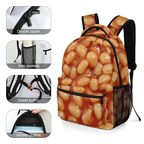 Xvx-Boom Baked Beans Backpack Print Work Leisure Schoolbag Adjustable Practical Men And Women Universal Laptop Backpack