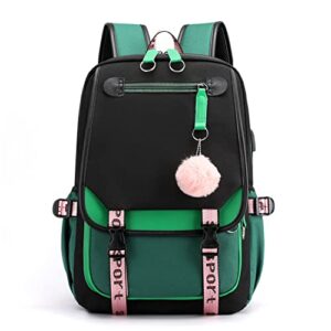 EKUIZAI Backpack for Girls School Students Travel Outdoor Backpack with USB Interface Secondary Colorful Schoolbag for Teen Girls