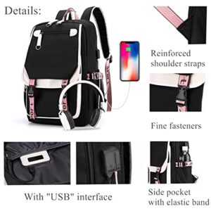 EKUIZAI Backpack for Girls School Students Travel Outdoor Backpack with USB Interface Secondary Colorful Schoolbag for Teen Girls