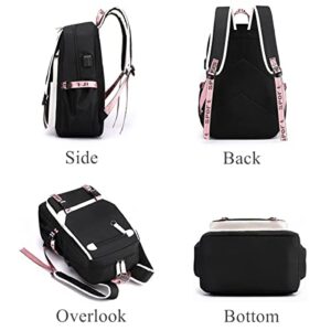 EKUIZAI Backpack for Girls School Students Travel Outdoor Backpack with USB Interface Secondary Colorful Schoolbag for Teen Girls