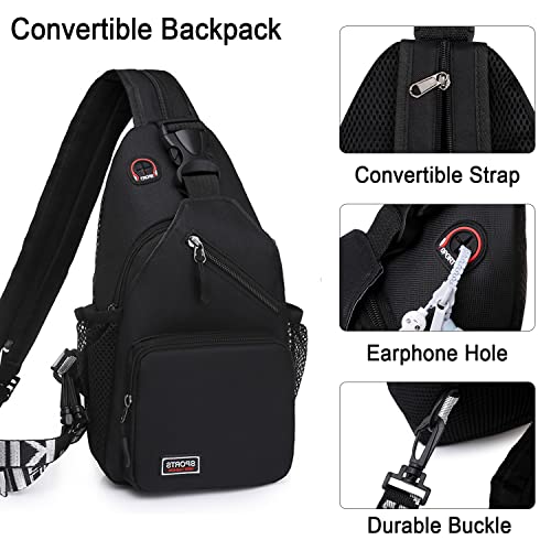 Peicees Convertible Sling Bag for Men Women Waterproof Sling Backpack Crossbody Shoulder Bag For Travel Hiking Cycling