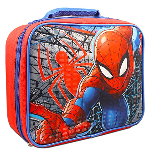 Spiderman Backpack with Lunch Box - Bundle with Spiderman Backpack, Spiderman Lunch Bag, Water Bottle, Stickers, More | Spiderman Backpack and Lunch Box Set