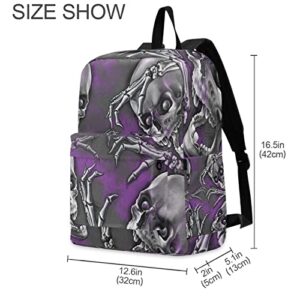 ZzWwR Scary Creepy Spooky Skeleton Large Portable Laptop Backpack Durable Travel Bag for Men Women School Bookbag Work Fit 16.5 Inch Notebook