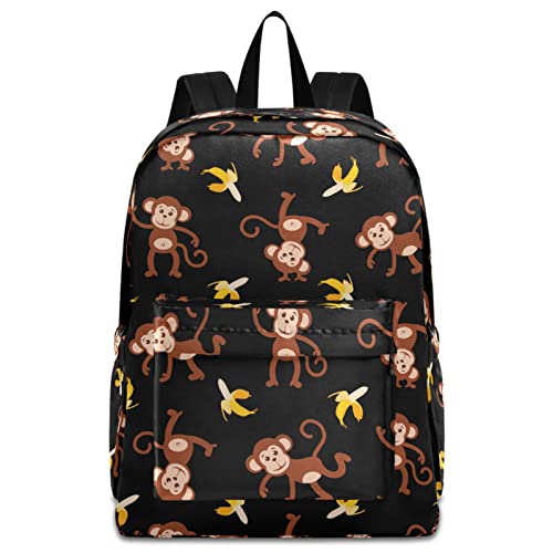 ZzWwR Cute Monkey Banana Large Portable Laptop Backpack,Durable Travel Bag for Men Women School Bookbag Work Fit 16.5 Inch Notebook