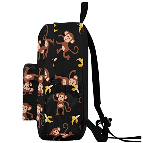 ZzWwR Cute Monkey Banana Large Portable Laptop Backpack,Durable Travel Bag for Men Women School Bookbag Work Fit 16.5 Inch Notebook