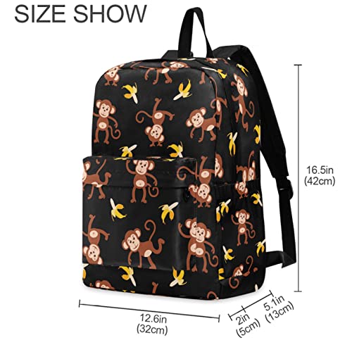 ZzWwR Cute Monkey Banana Large Portable Laptop Backpack,Durable Travel Bag for Men Women School Bookbag Work Fit 16.5 Inch Notebook